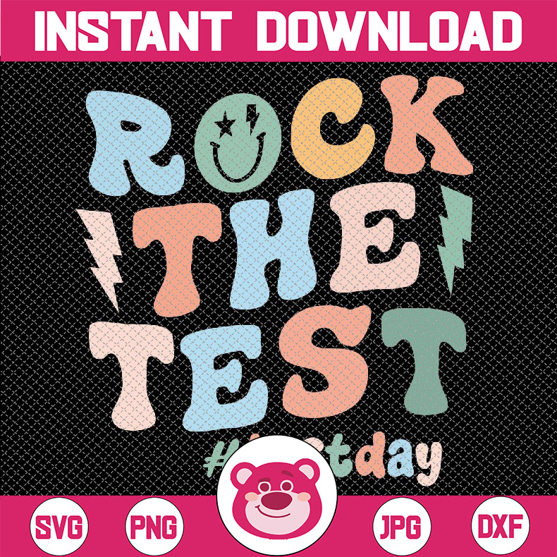 Rock The Test Testing Day Retro Motivational Teacher Student - Inspire ...