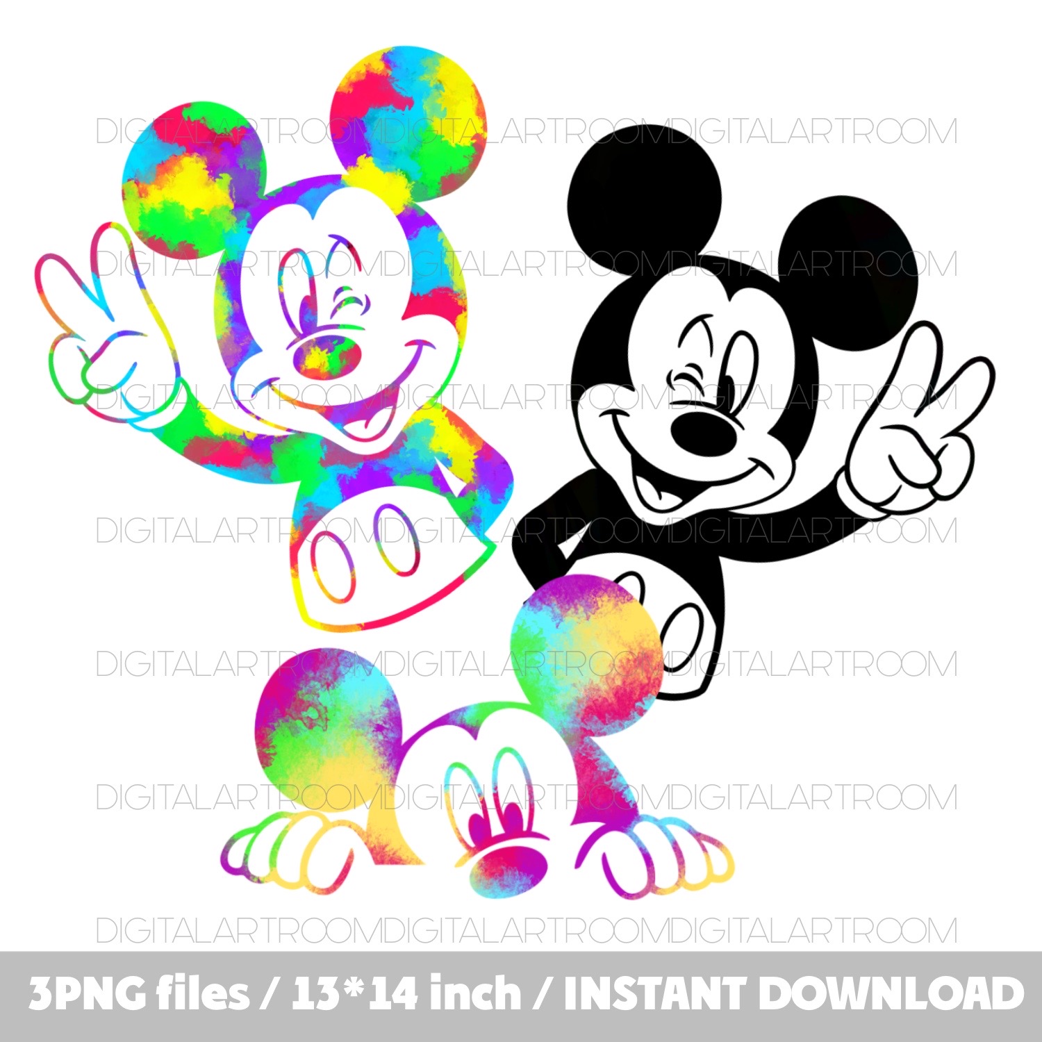 Colorful bright Mickey 3 Png Sublimation design Digital illu | Inspire ...