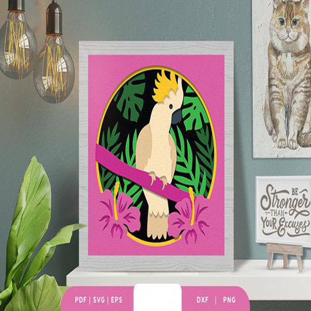 Tropical Cockatoo 3D Shadow Box, Shadow Box Template, Paper | Inspire ...