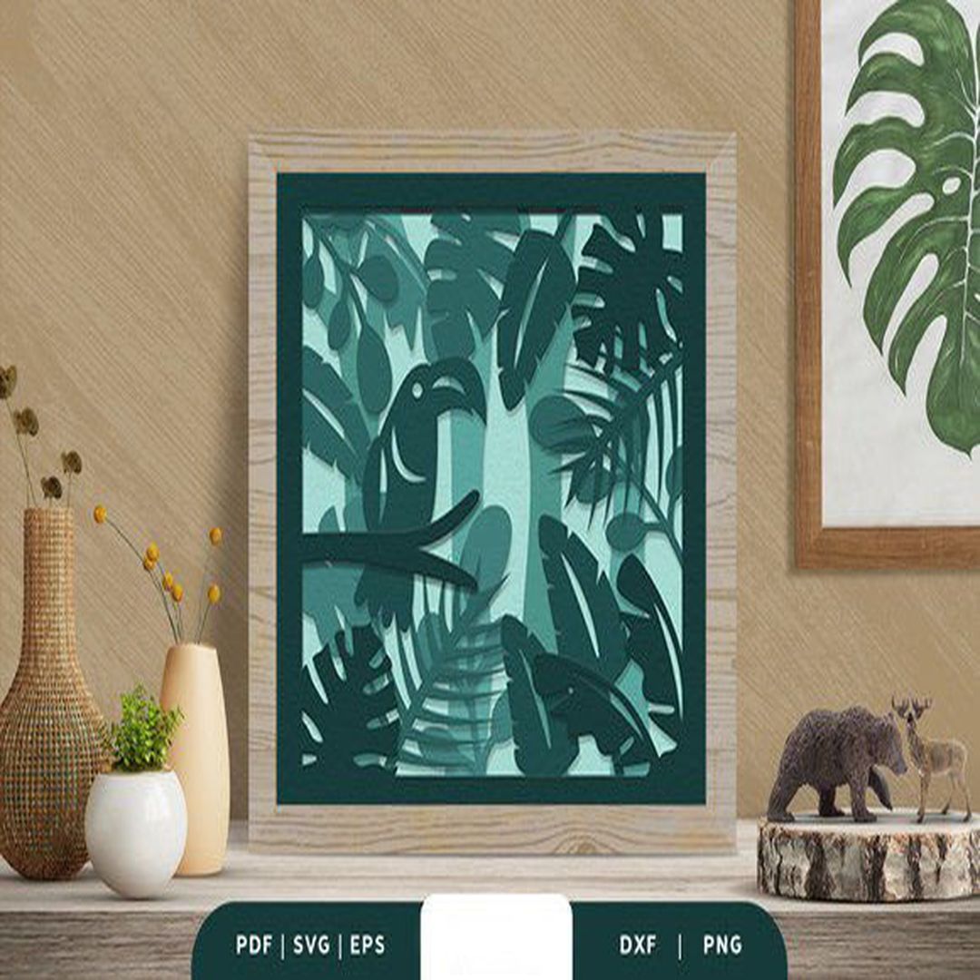 Tropical Leaves 3D Paper Cutting File, Shadow Box Template, | Inspire ...