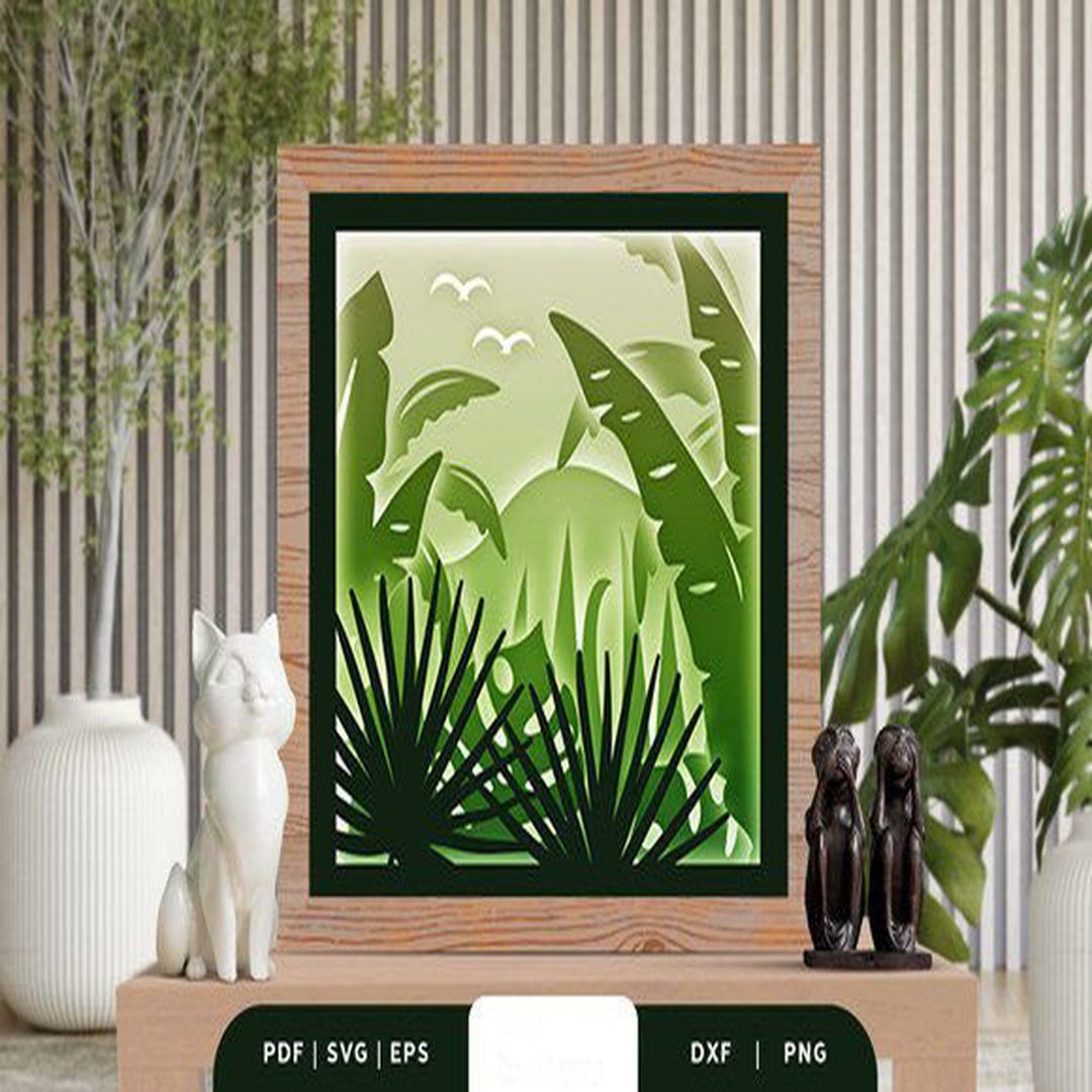 Tropical Plants 3D Paper Cut SVG, Shadow Box Template, Paper | Inspire ...
