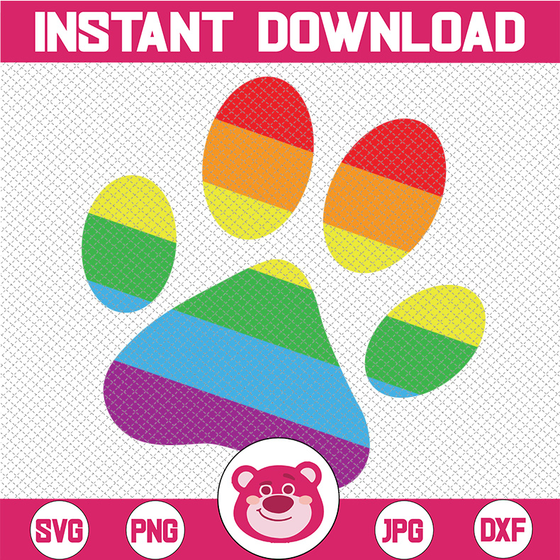 LGBT Print Paw SVG, Rainbow Paw SVG, Dog Paws, Pet Paw Print - Inspire ...
