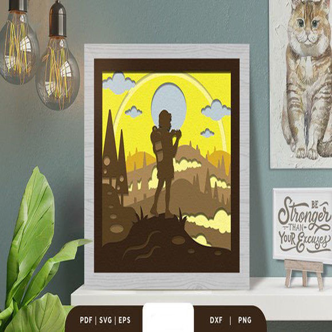 Girl Hiking in the Hills 3D Shadow Box, Shadow Box Template, | Inspire ...
