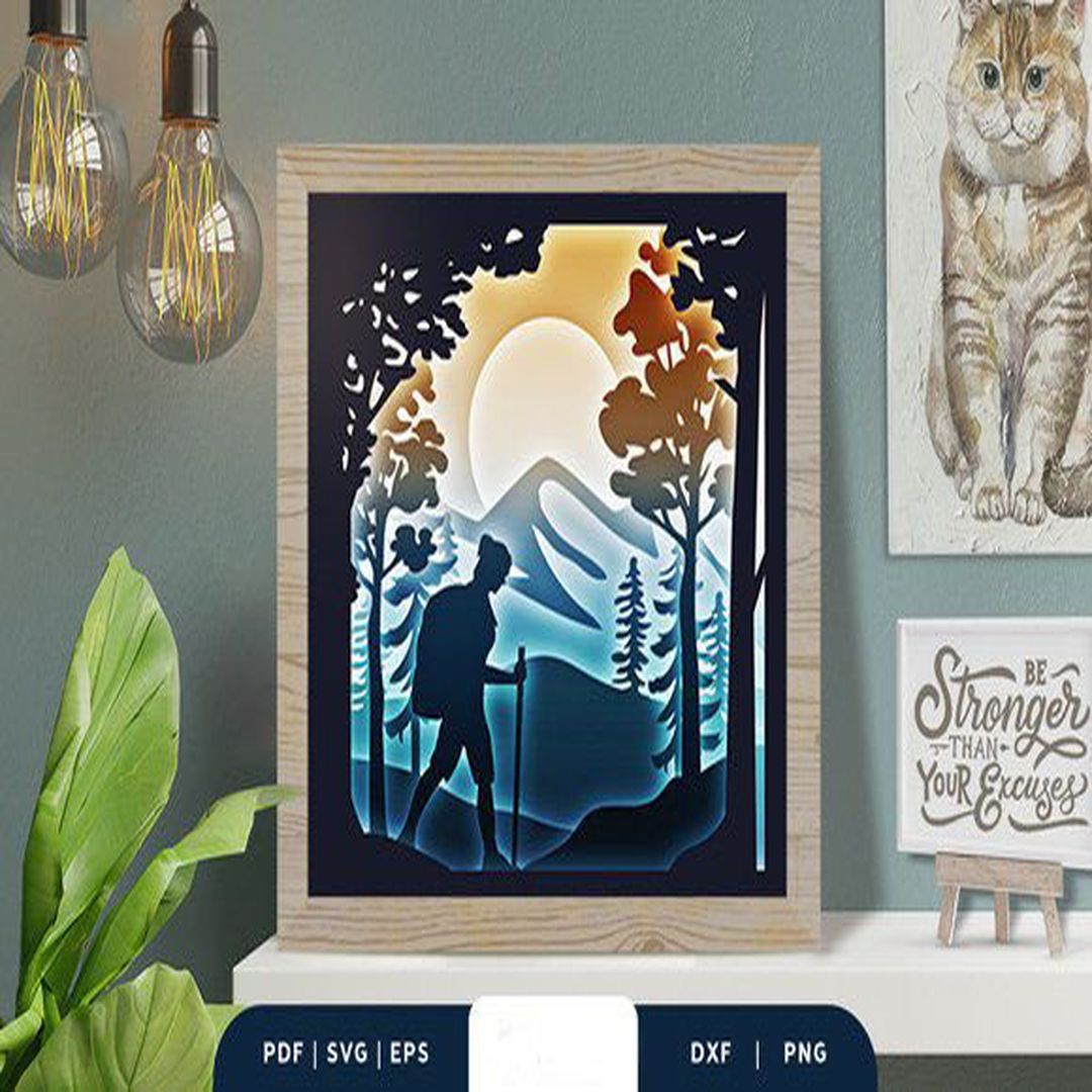 Forest Walking 3D Shadow Box Paper Cut, Shadow Box Template, - Inspire ...