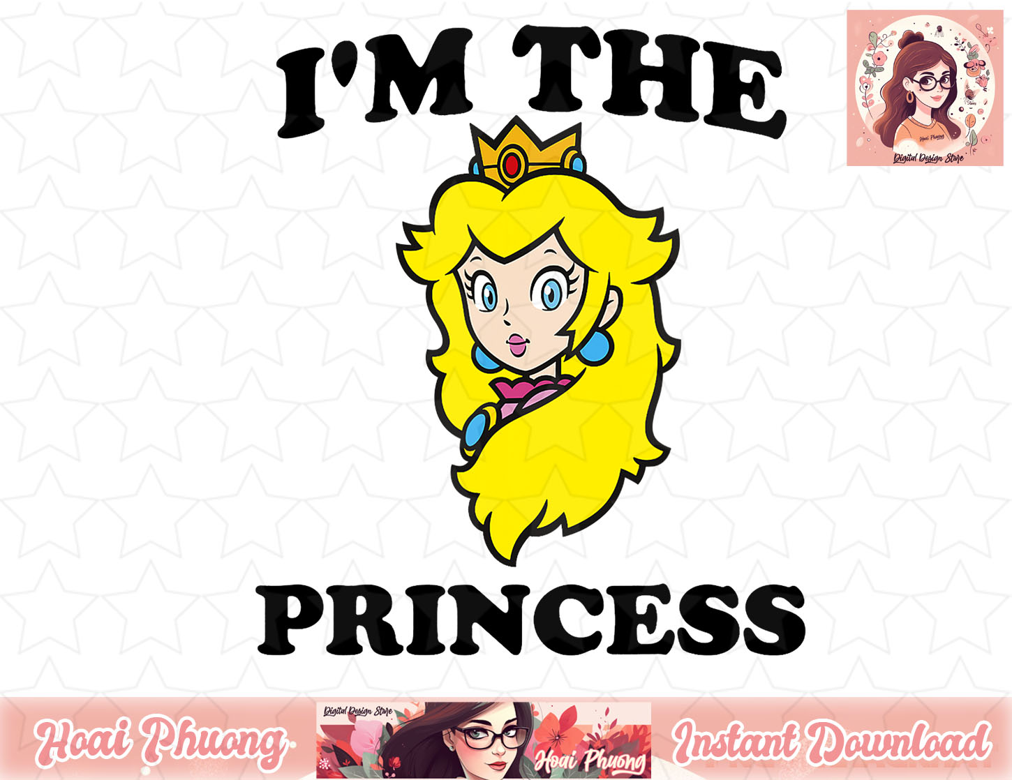 Super Mario Princess Peach I'm The Princess Head Shot PNG Su - Inspire ...