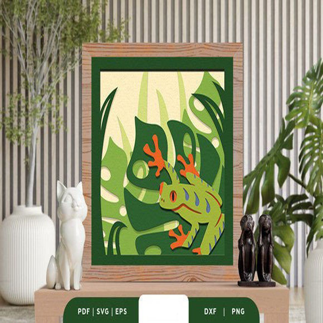 Frog in Tropical Forest 3D Shadow Box, Shadow Box Template, - Inspire ...