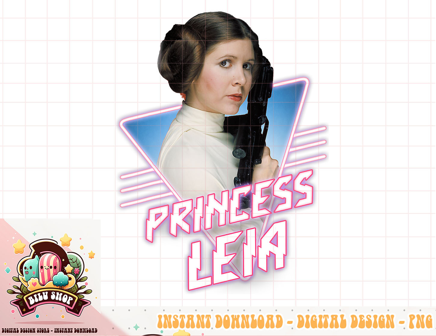 Star Wars Princess Leia Retro 80s Grid Badge Graphic png | Inspire Uplift