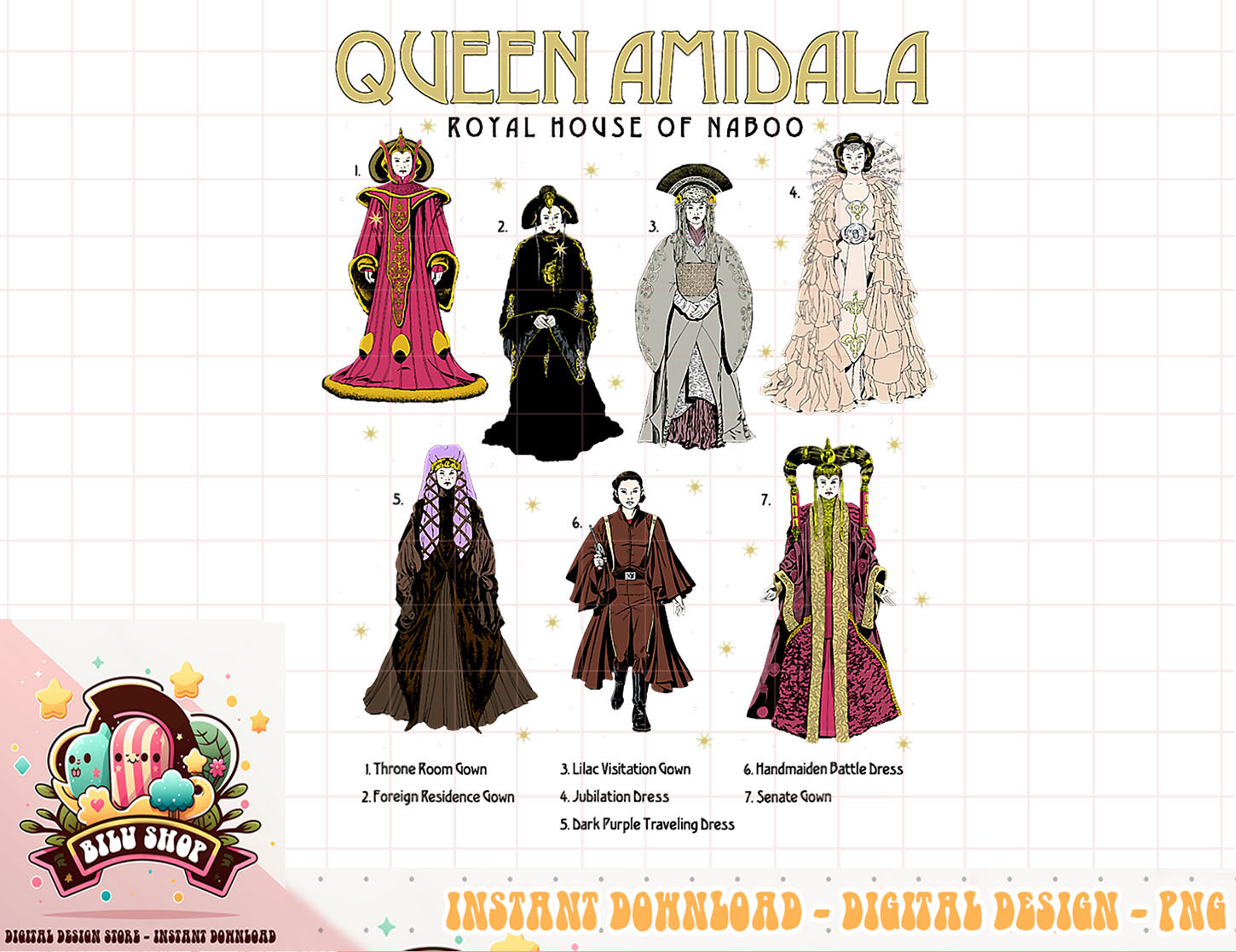 Star Wars Queen Amidala Gowns Textbook Poster png - Inspire Uplift