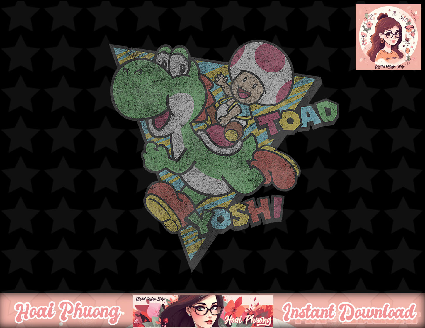 Super Mario Toad & Yoshi Portrait PNG Sublimation Design, Di | Inspire ...