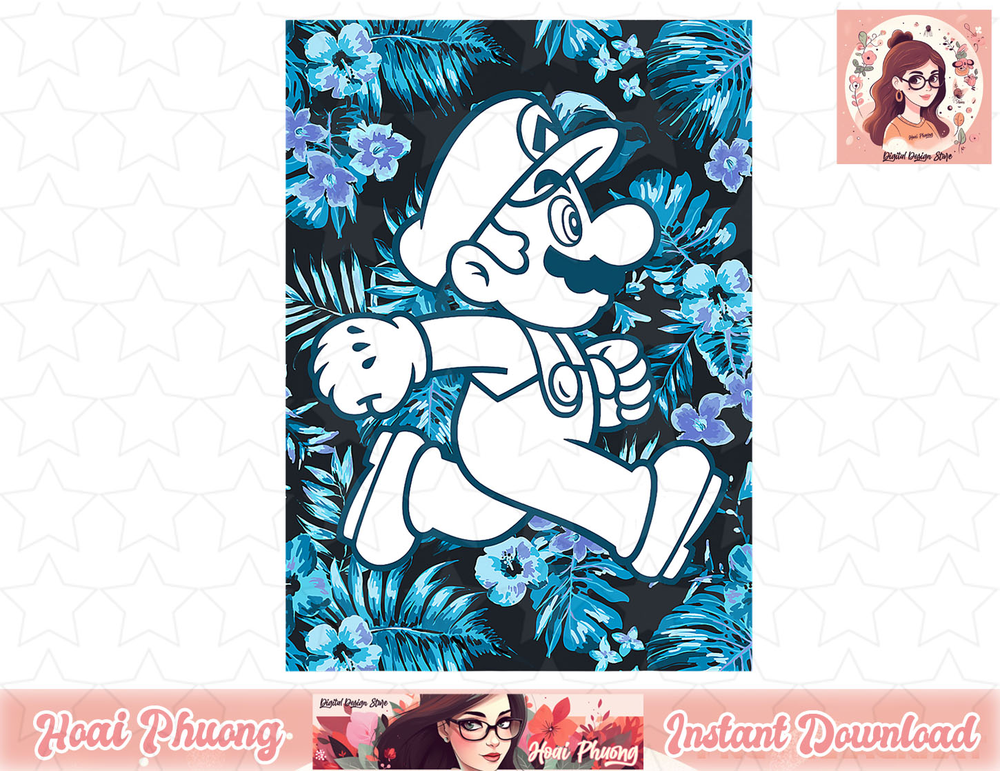 Super Mario Tropical Floral Run Poster PNG Sublimation Desig | Inspire ...
