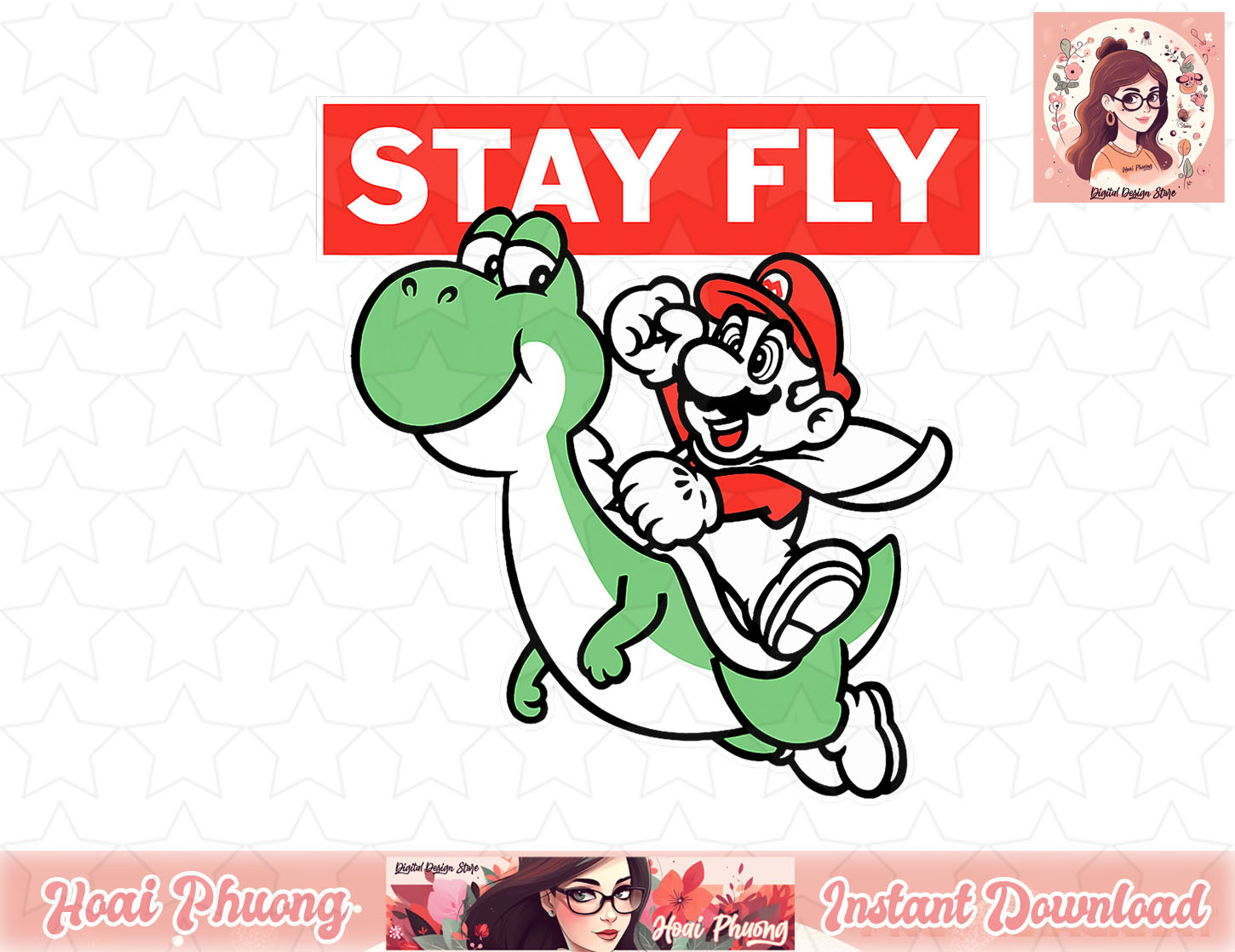Super Mario Yoshi Ride Bold Stay Fly Poster PNG Sublimation - Inspire ...