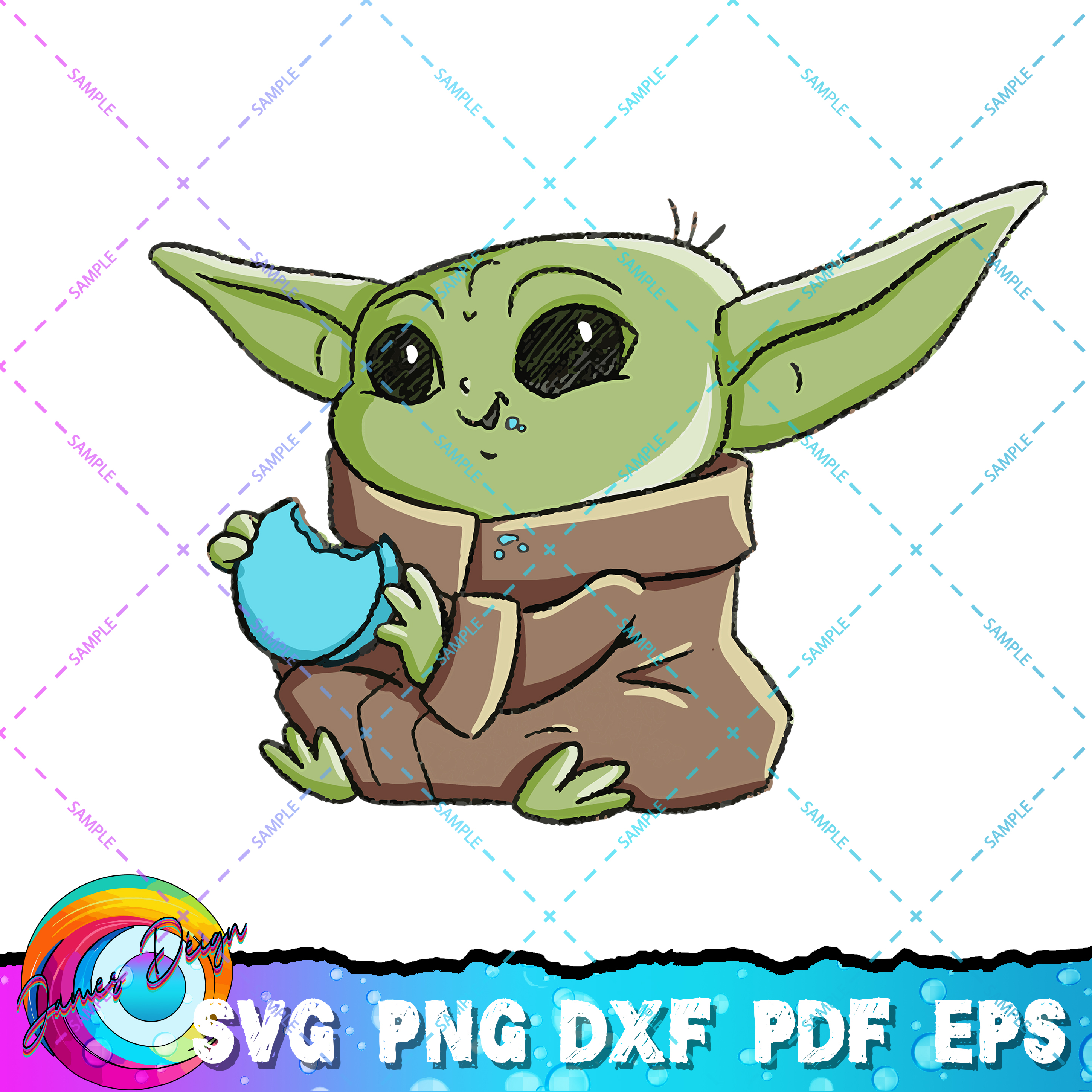 Star Wars The Mandalorian The Child Grogu Blue Macaron PNG, | Inspire ...
