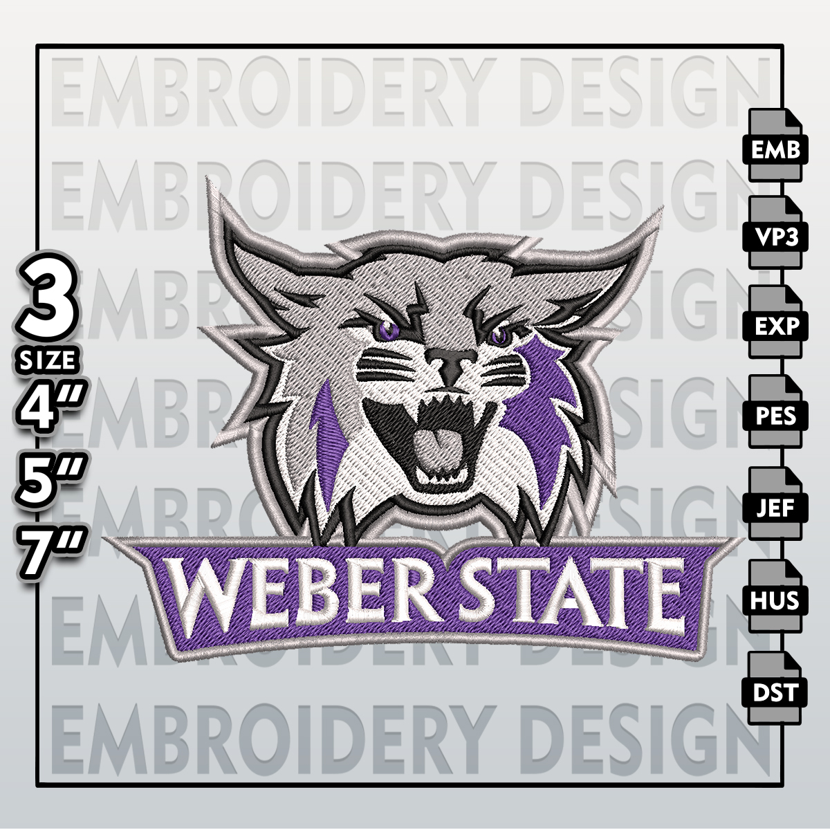 Weber State Wildcats Embroidery Designs, NCAA Logo Embroider | Inspire ...