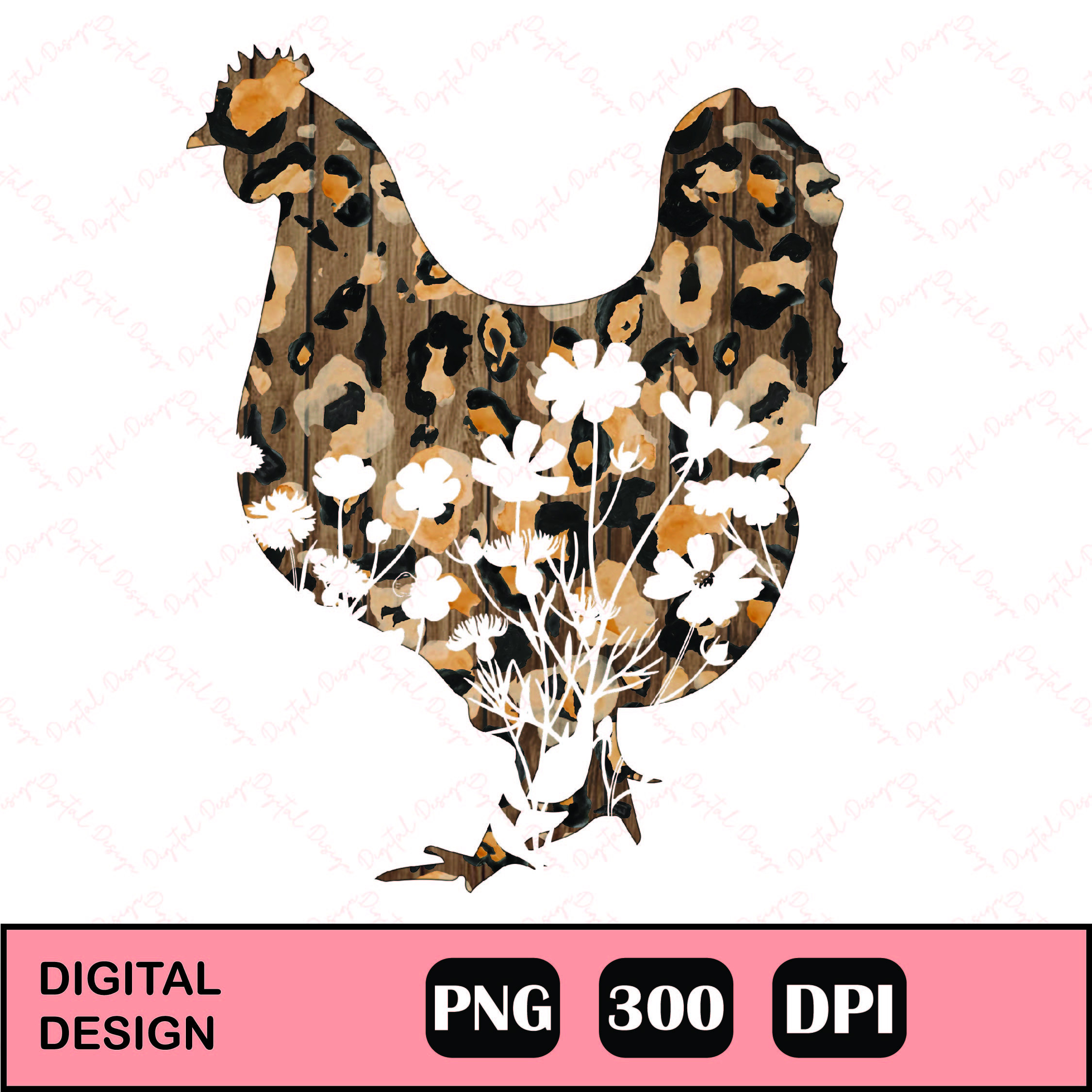 Floral Chicken Leopard Print png, Floral Chicken png Silhoue | Inspire ...