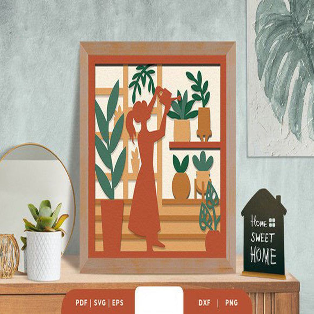 House of Plant 3D Light Box SVG, Shadow Box Template, Paper - Inspire ...