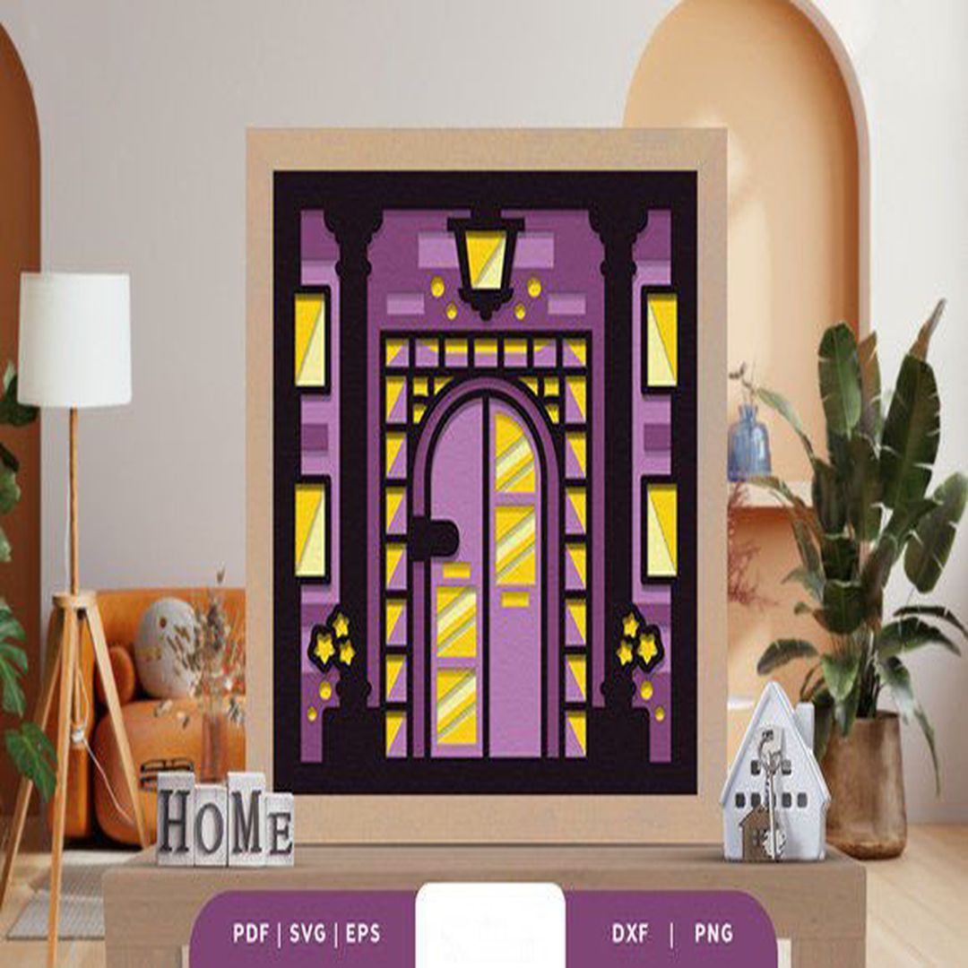 Home Porch 3D Shadow Box Papercut, Shadow Box Template, Pape - Inspire ...