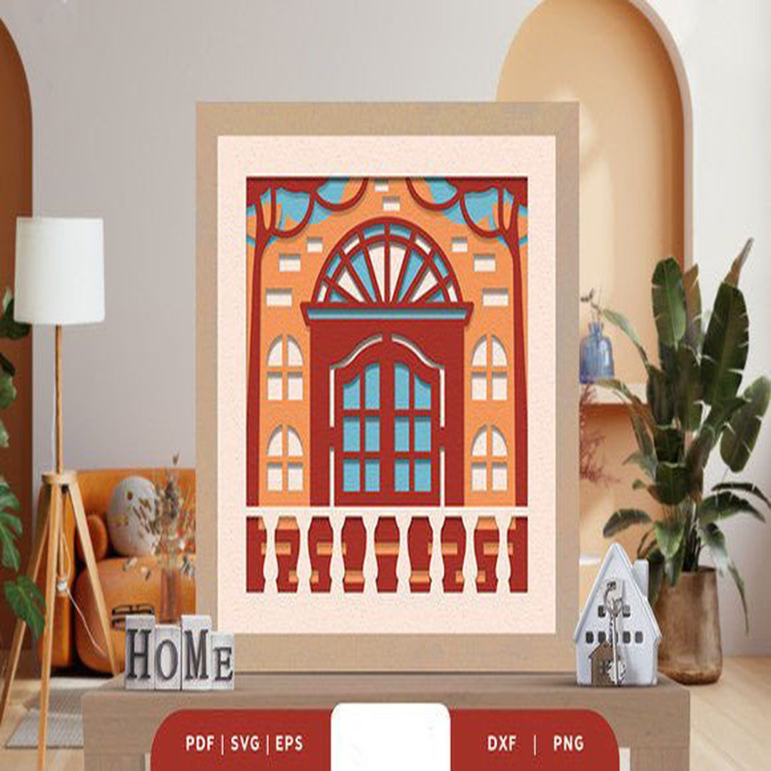 Front Home 3D Shadow Box Paper Cut, Shadow Box Template, Pap - Inspire ...