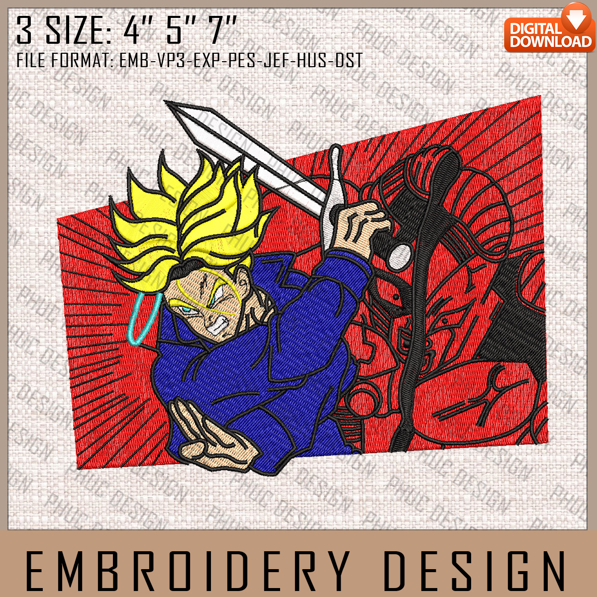 Trunks Embroidery Files, Embroidery, Dragon Ball, Anime Insp - Inspire ...