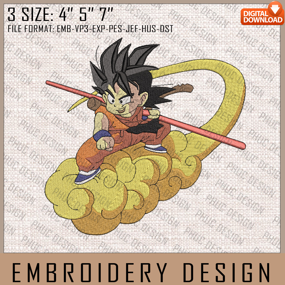 Son Goku Embroidery Files, Dragon Ball, Anime Inspired Embro | Inspire ...