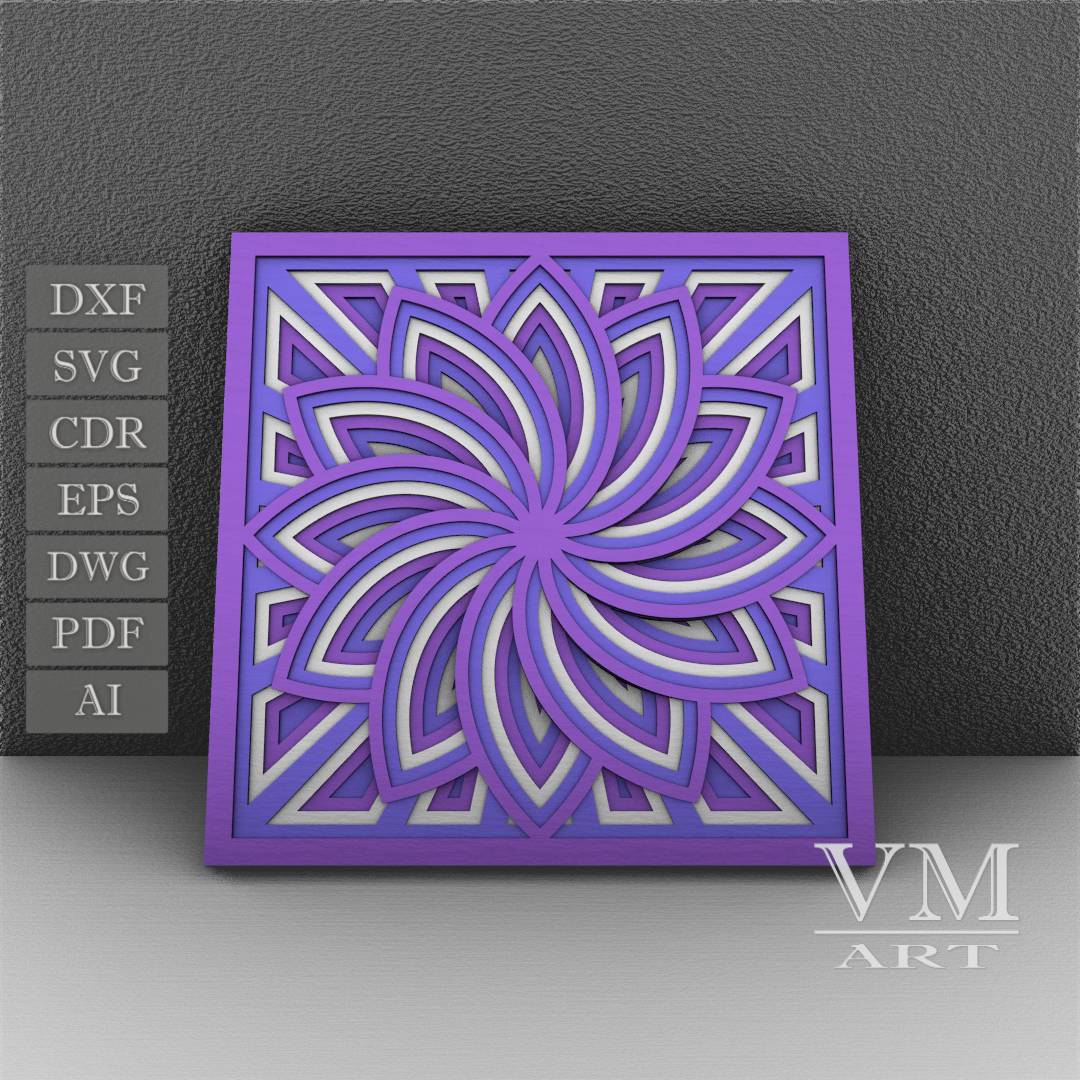 F01 - Layered Flower SVG, 3D Flower Mandala, Laser cut file | Inspire ...