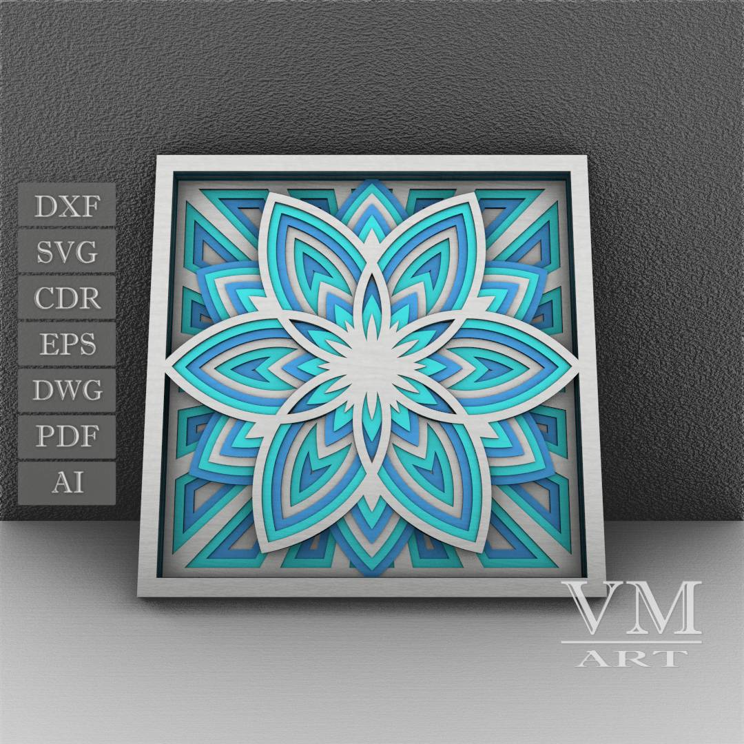 F02 - Layered Flower SVG, 3D Flower Mandala, Laser cut file | Inspire ...