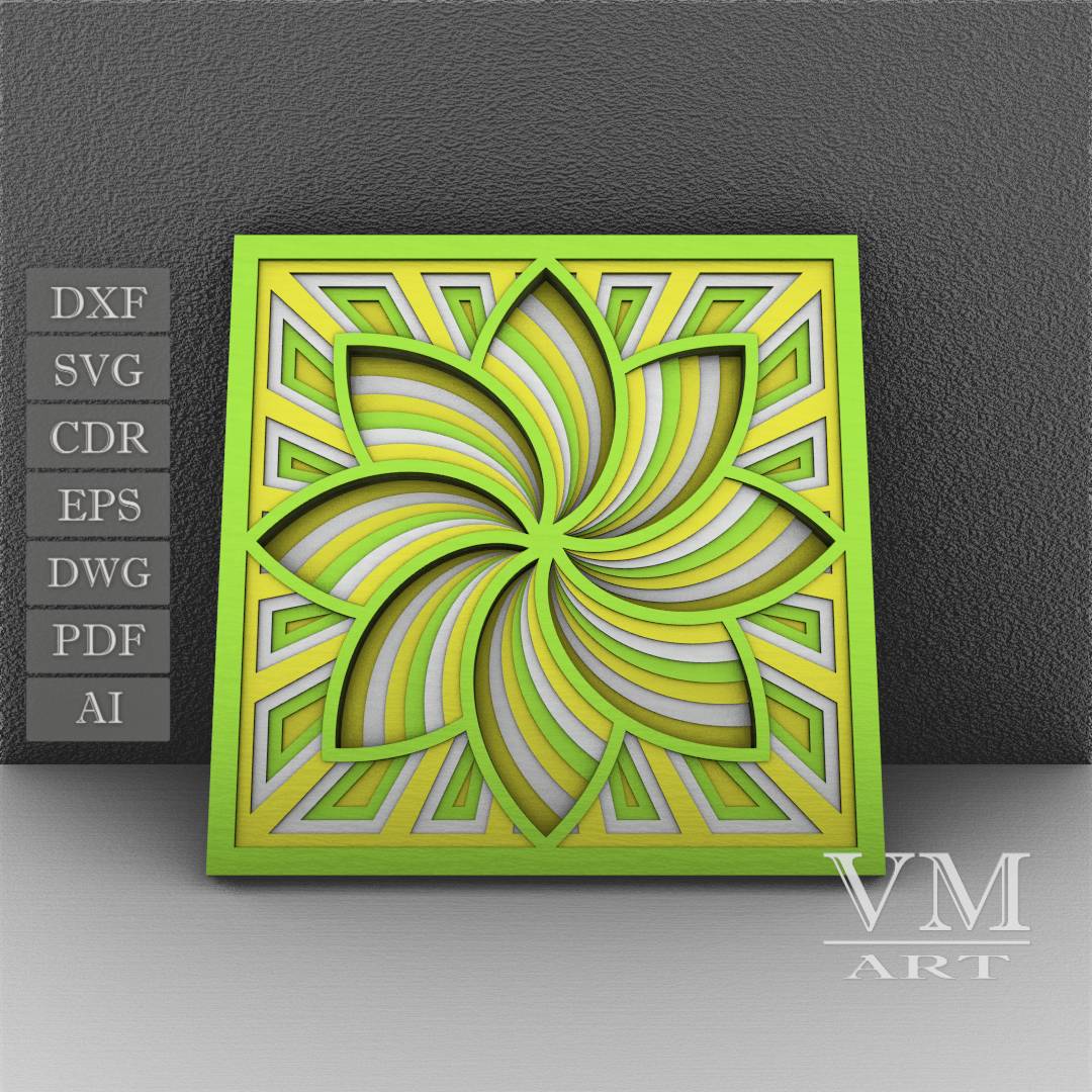 F03 - Layered Flower SVG, 3D Flower Mandala, Laser cut file | Inspire ...