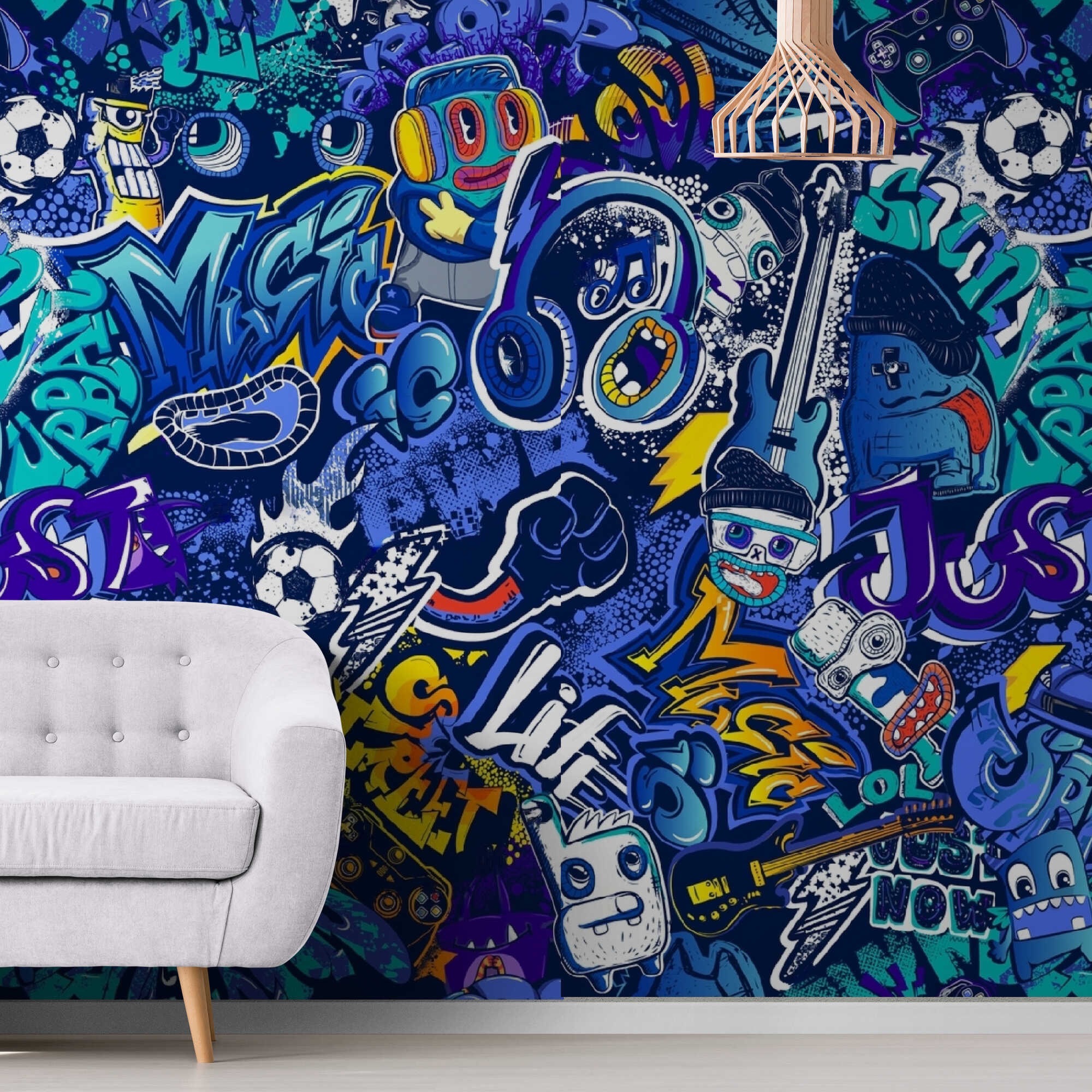 Peel and Stick graffiti wall mural, Self-adhesive wallpaper | Inspire ...