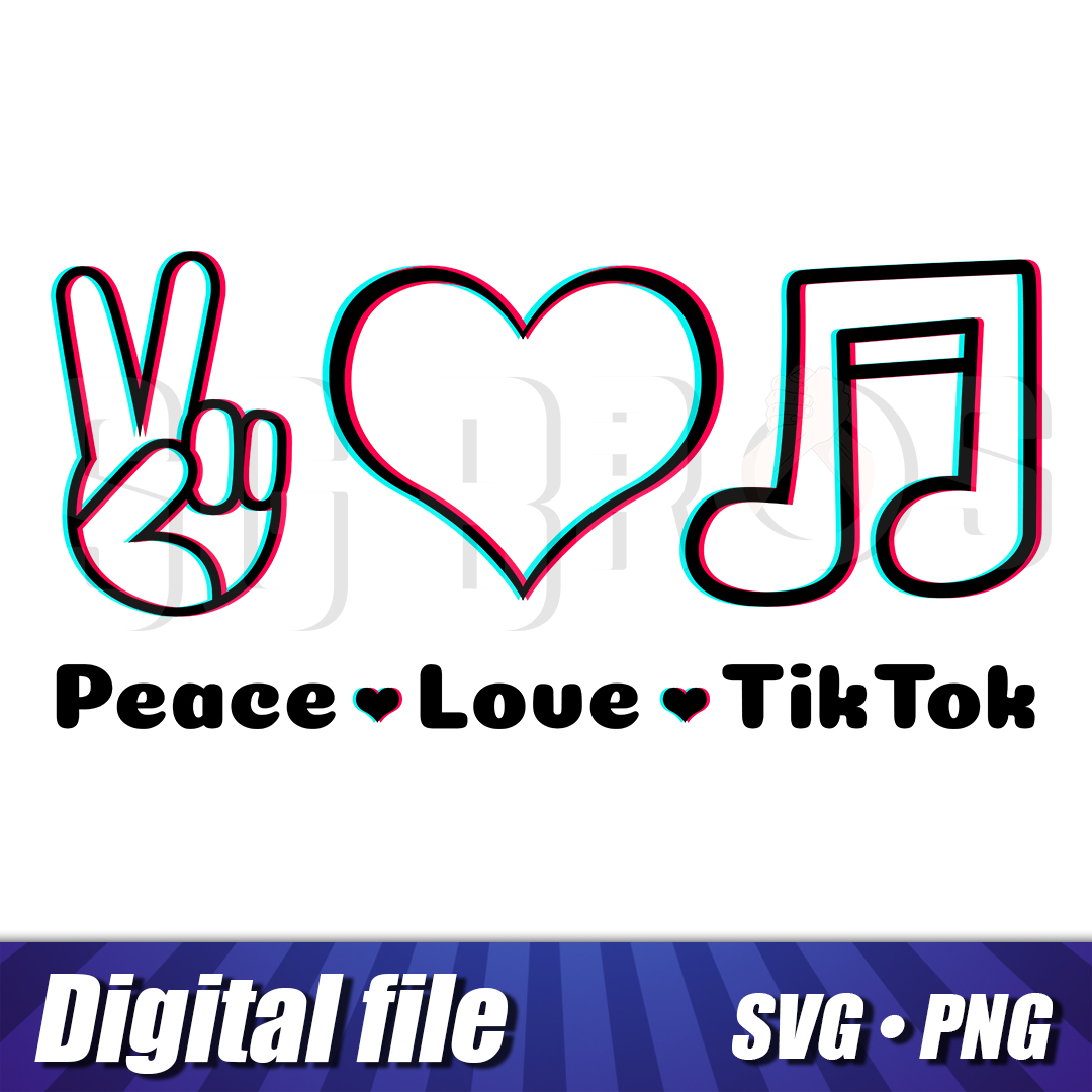 Peace Love Tik Tok Svg Png Cut, Peace Love Tik Tok cricut - Inspire Uplift