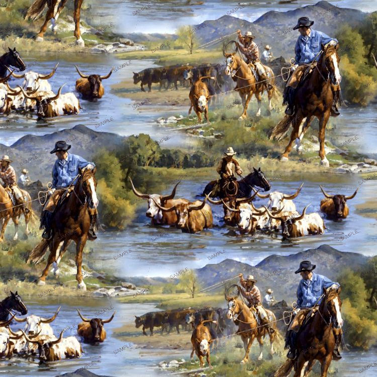 Working Cowboys Seamless Tileable Repeating Pattern | Inspire Uplift