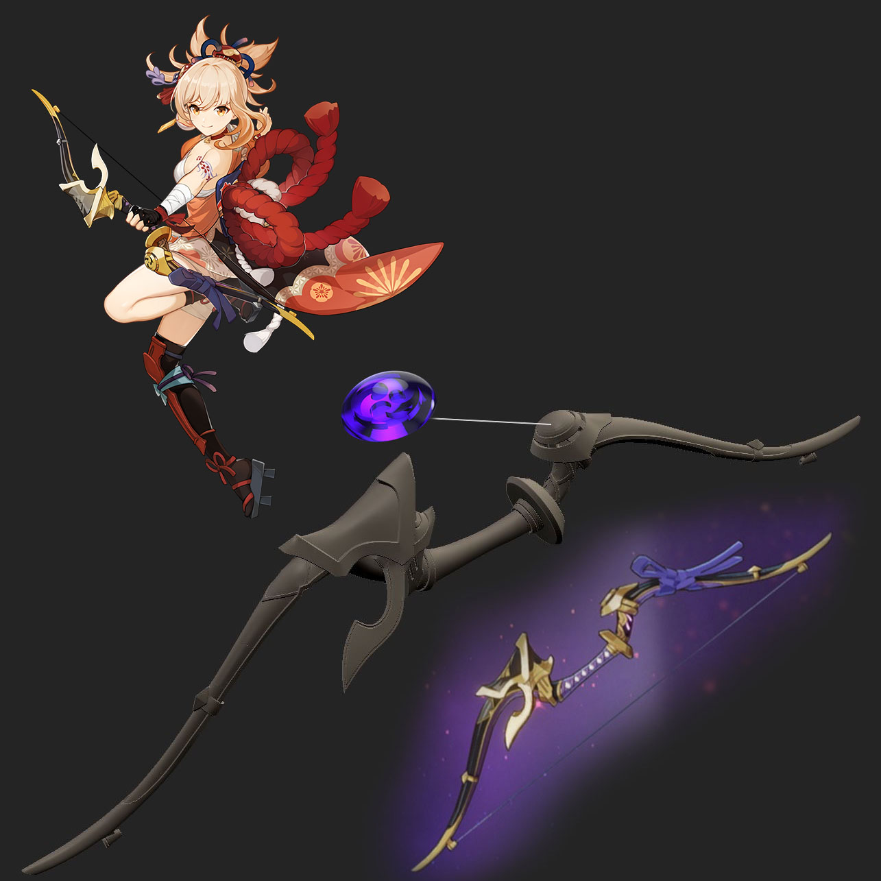 Hamayumi bow from Genshin cosplay 3D model for print - Inspire Uplift