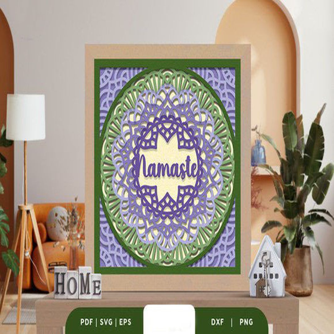 Floral Namaste Mandala 3D Paper Cut SVG, Shadow Box Template - Inspire ...