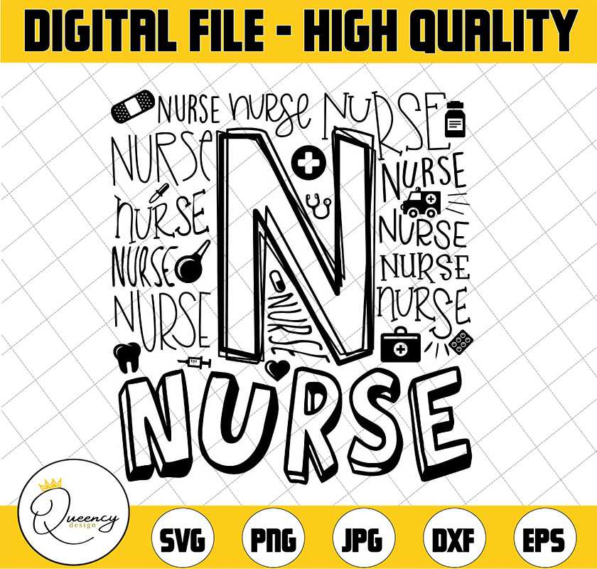 Nurse Typography INSTANT DOWNLOAD dxf, svg, eps, png, for us | Inspire ...