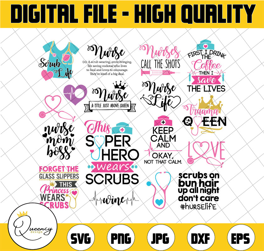 HUGE Nurse Bundle Of 25 svg eps dxf png Files for Cutting Ma | Inspire ...