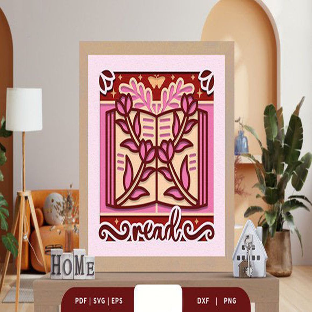 Floral Book 3D Layered Paper Cut SVG, Shadow Box Template, P | Inspire ...