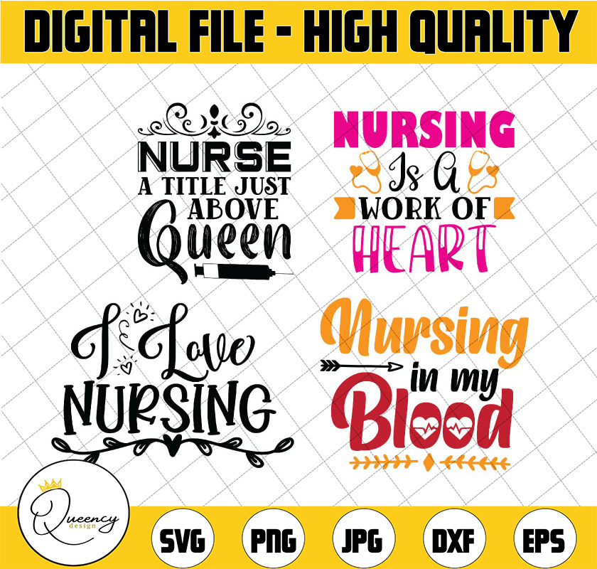 Nursing SVG Bundle, nurse quote svg pack cut files, 4 nurse | Inspire ...
