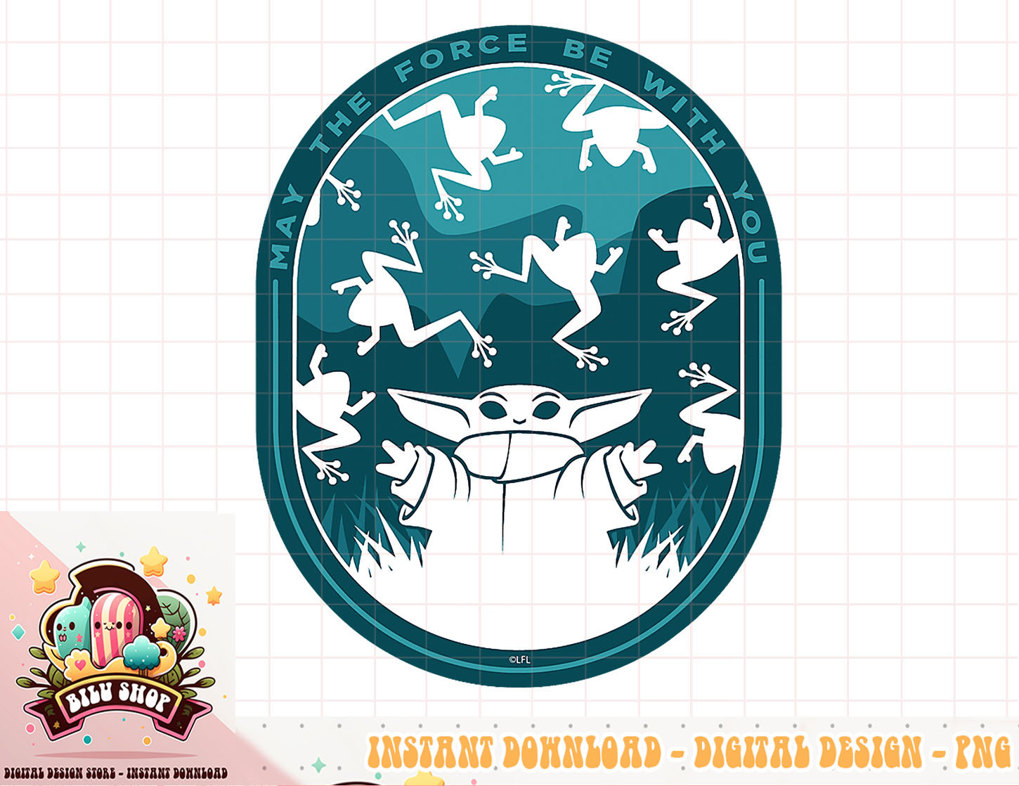 Star Wars The Mandalorian Grogu & Frogs May the Force png | Inspire Uplift