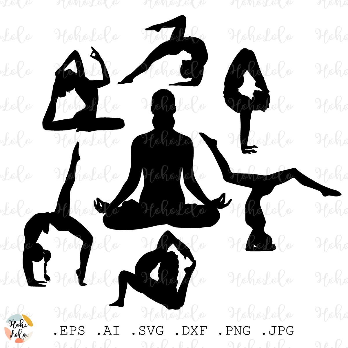Yoga Asana Poses Svg Yoga Silhouette Stencil Templates Dxf C | Inspire ...