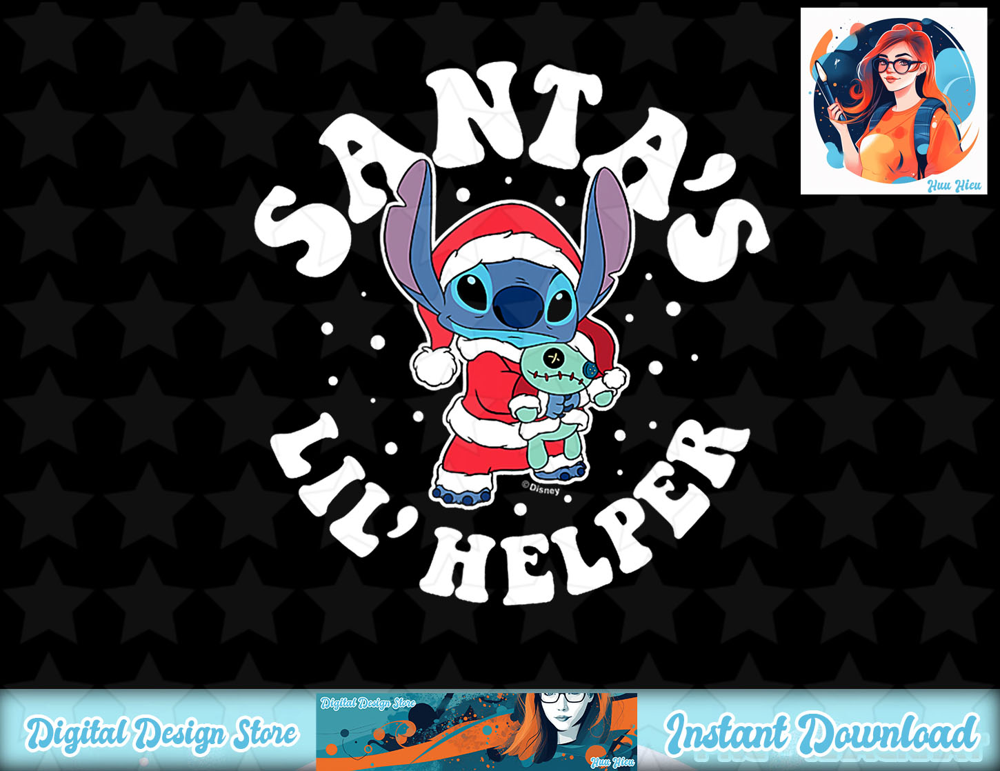 Disney - Lilo & Stitch Santa's Lil Helper T-Shirt copy PNG S - Inspire ...