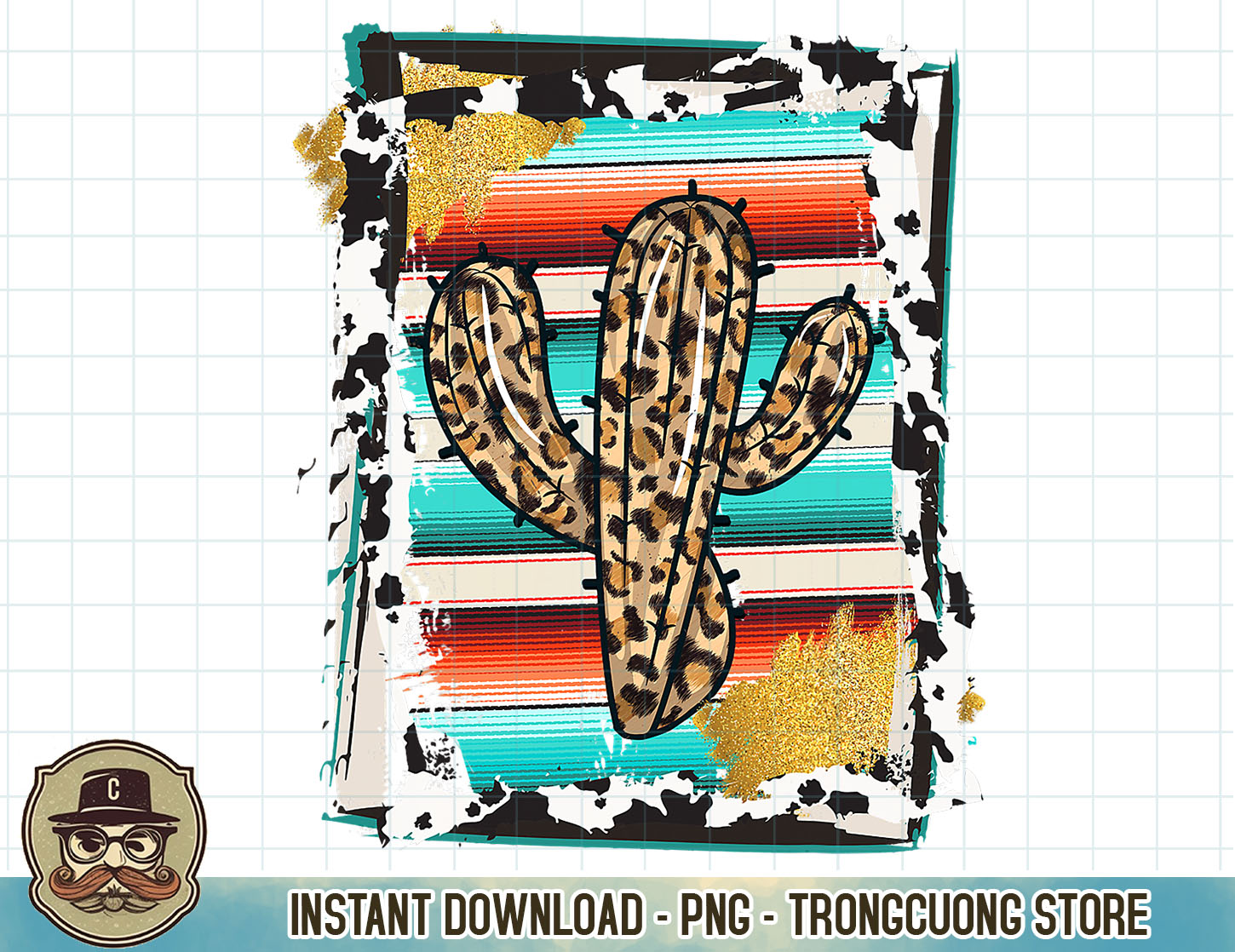 SERAPE CACTUS - Leopard Cow Pattern Print Cowgirl Rodeo T-Sh | Inspire ...
