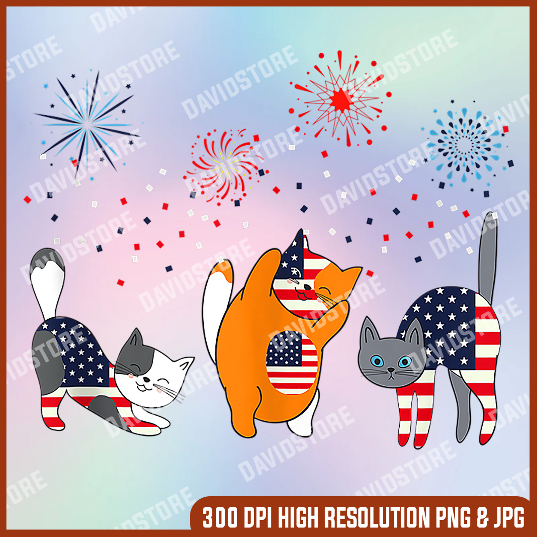 Patriotic Cat png, 4th Of July png, American Flag png, Firew | Inspire ...