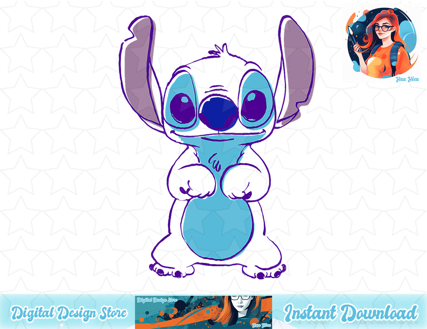 Disney Lilo & Stitch Adorable Line Art Stitch Cute Face T-Sh - Inspire ...