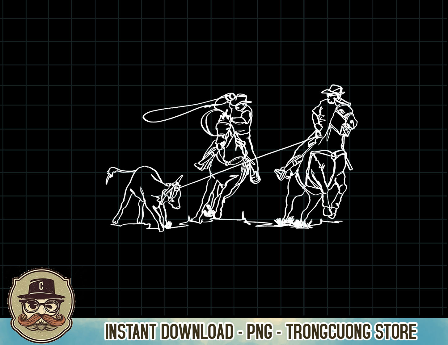 Team Roping Rodeo Cowboy Western Country One Line Art T-Shir | Inspire ...