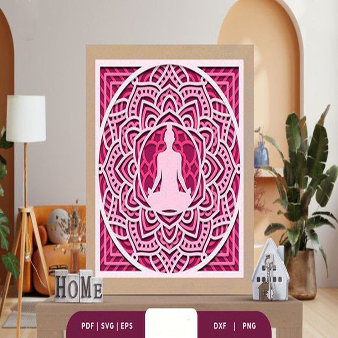 Meditation 3D Light Box Paper Cut SVG, Shadow Box Template, | Inspire ...