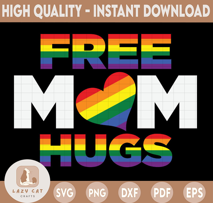 Free Hugs rainbow SVG, Awareness, Pride, Printable file, LGB | Inspire ...