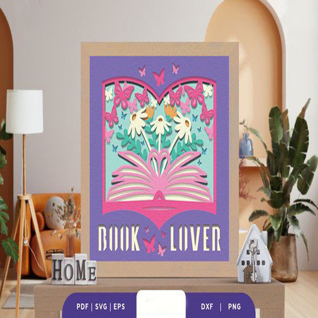 Floral Book 3D Layered Paper Cut SVG, Shadow Box Template, P | Inspire ...