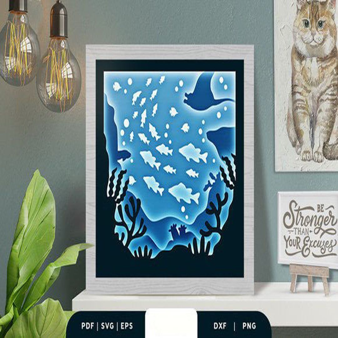 Underwater Life 3D Shadow Box SVG, Shadow Box Template, Pape | Inspire ...