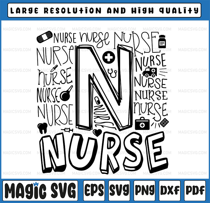 Nurse Typography INSTANT DOWNLOAD dxf, svg, eps, png, for us | Inspire ...
