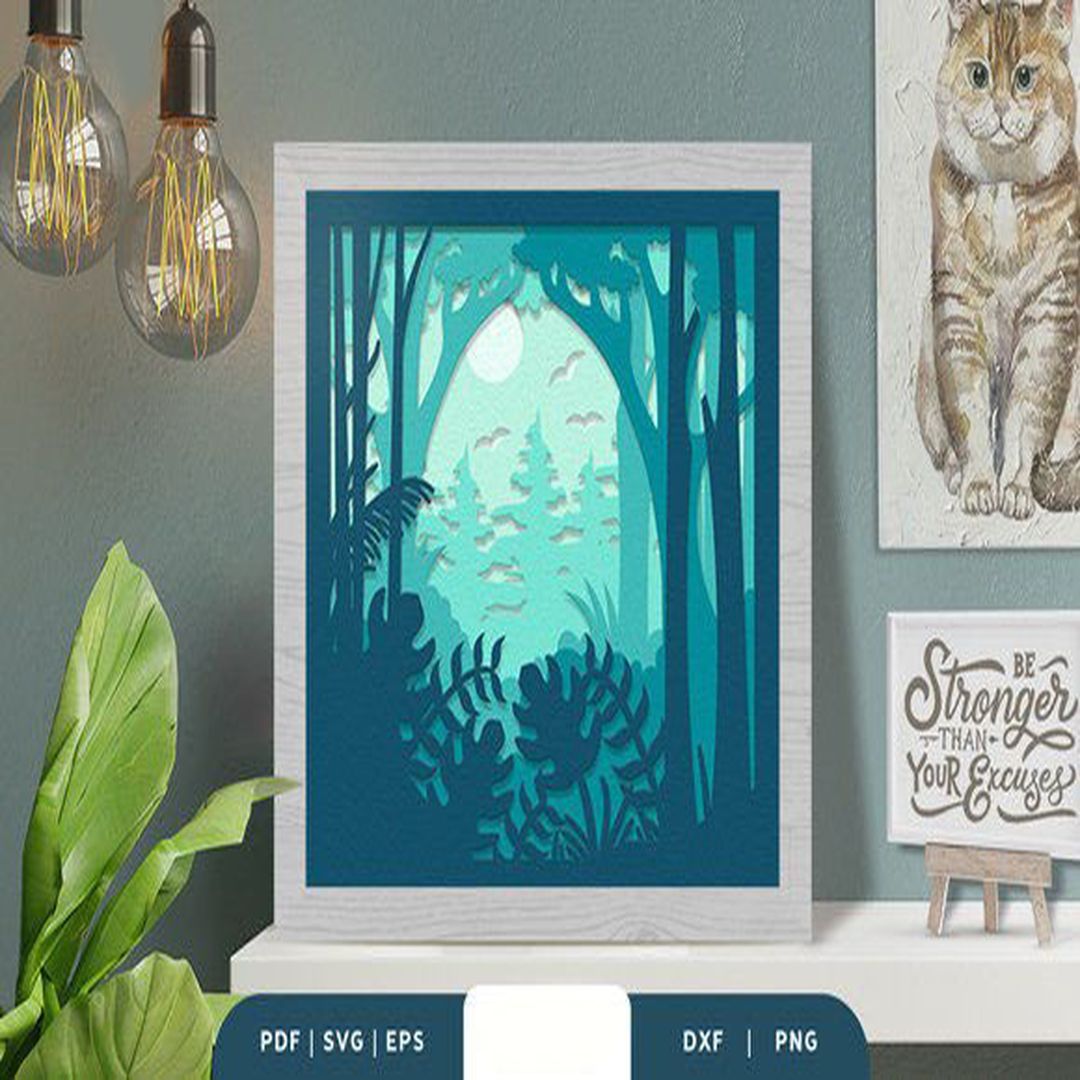 Dense Forest 3D Light Box Paper Cut, Shadow Box Template, Pa - Inspire ...