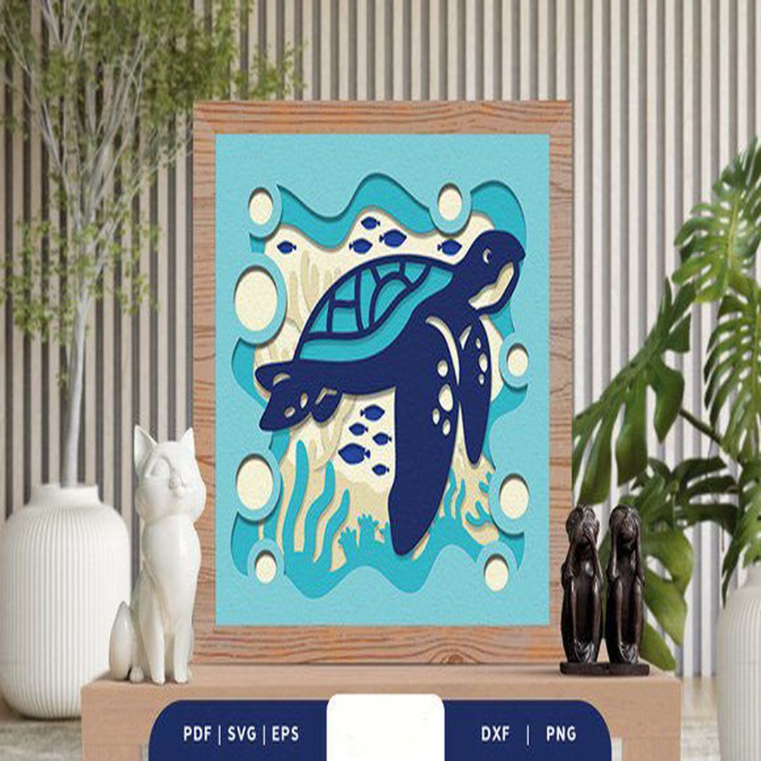 Turtle Under the Sea 3D Shadow Box SVG, Shadow Box Template, | Inspire ...