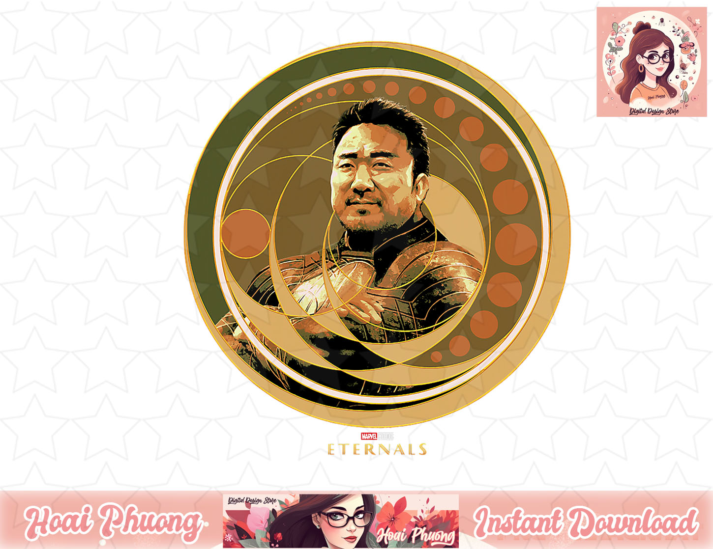 Marvel Eternals Gilgamesh Portrait Badge T-Shirt copy PNG Su - Inspire ...